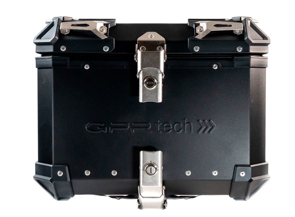 Top case in aluminum, silver color, including roof rack and specific ...