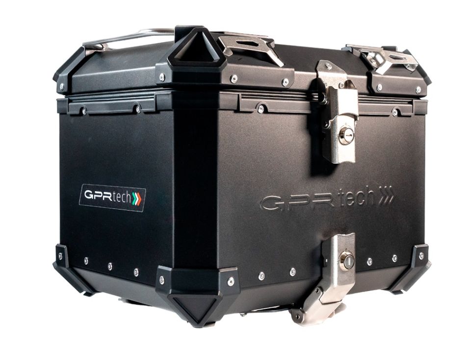 Top case in aluminum, silver color, including roof rack and specific ...